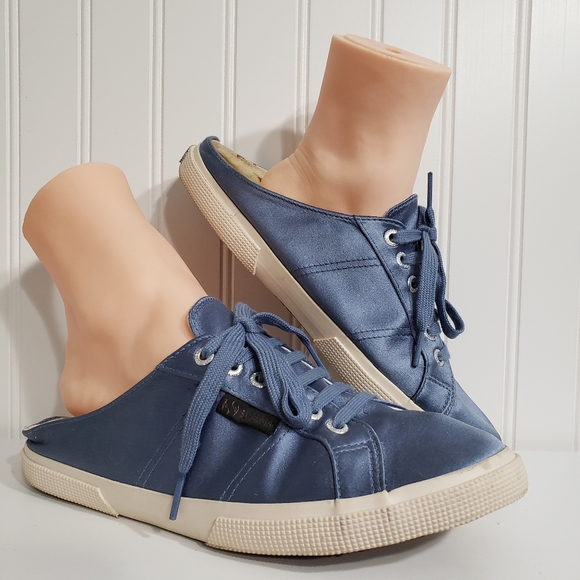 Superga | Shoes | Superga Blue Satin Slide Sneakers Sz | Poshmark